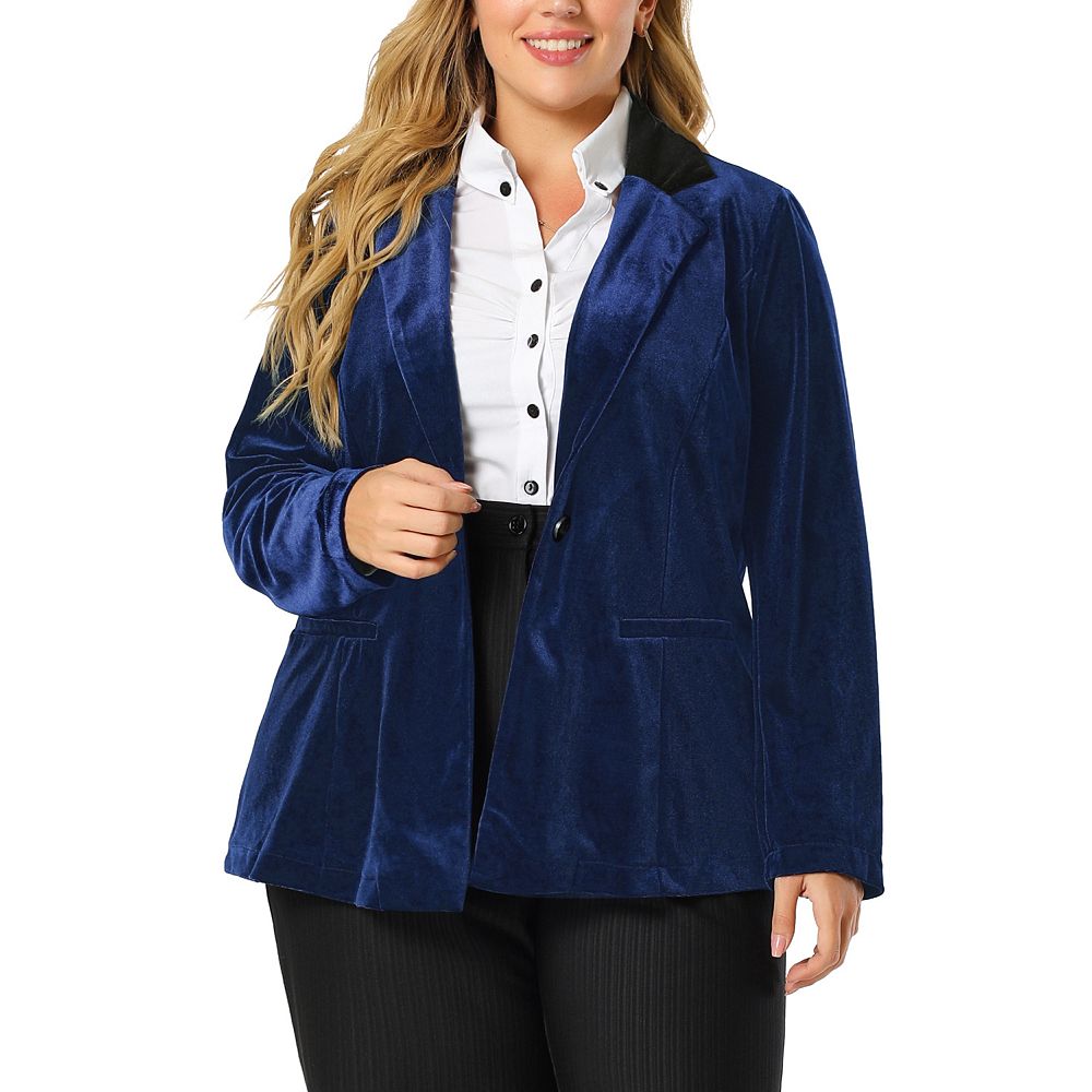 Women's Plus Size Fashion Jacket Formal Work Velvet Workwear Blazer