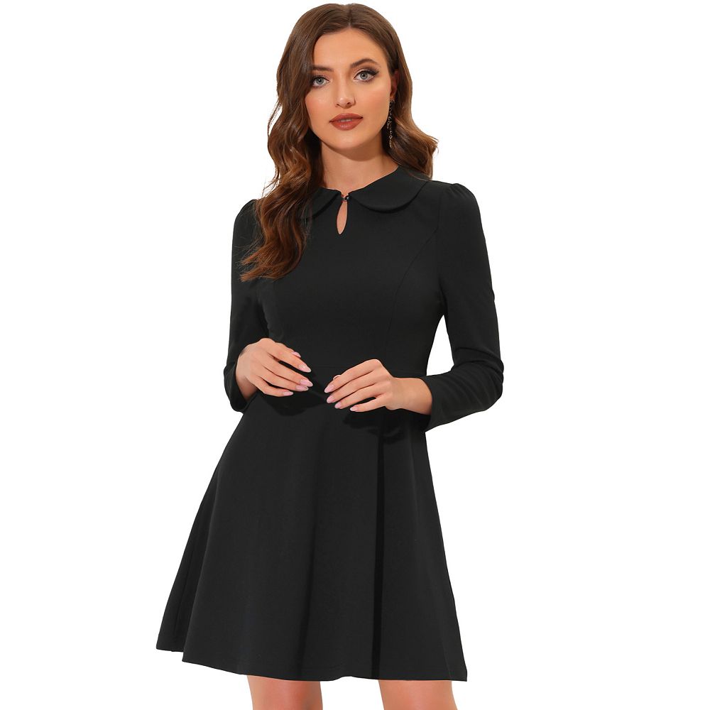 Women's Long Sleeve Above Knee Peter Pan Collar Dress