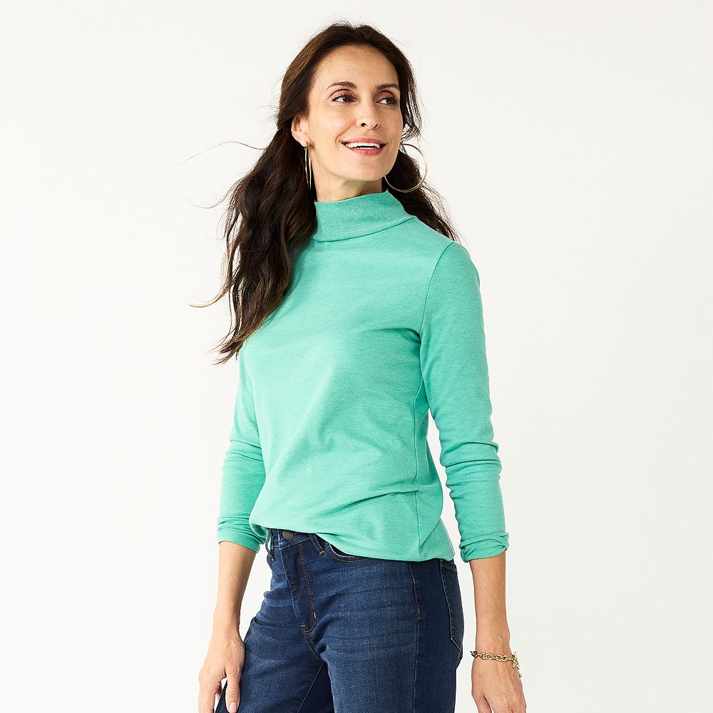 Womens Croft And Barrow® Essential Long Sleeve Mockneck Top