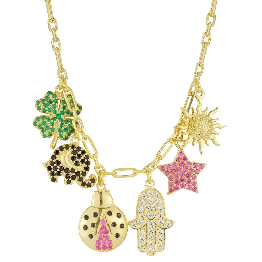 Sunkissed Sterling 14k Gold Over Silver Cubic Zirconia Lucky Charms ...