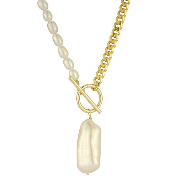 Sunkissed Sterling Freshwater Cultured Pearl Toggle Necklace
