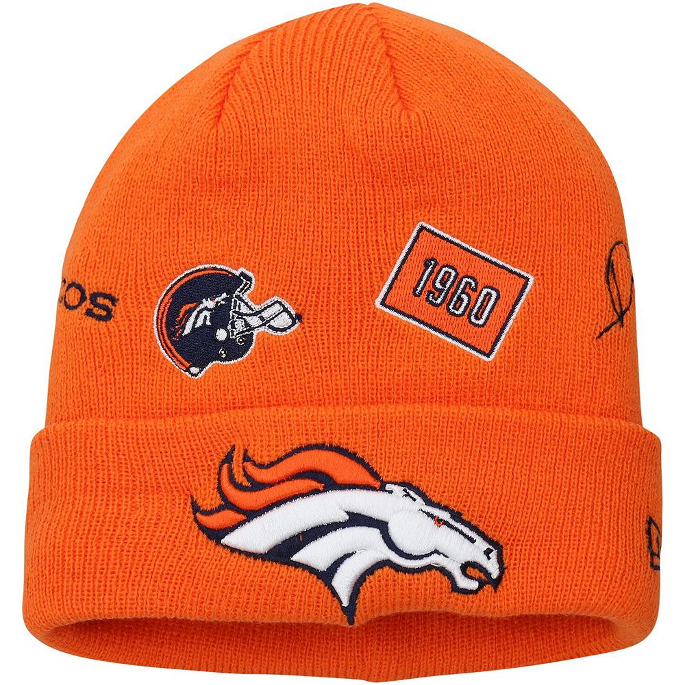 Youth New Era Orange Denver Broncos Identity Cuffed Knit Hat