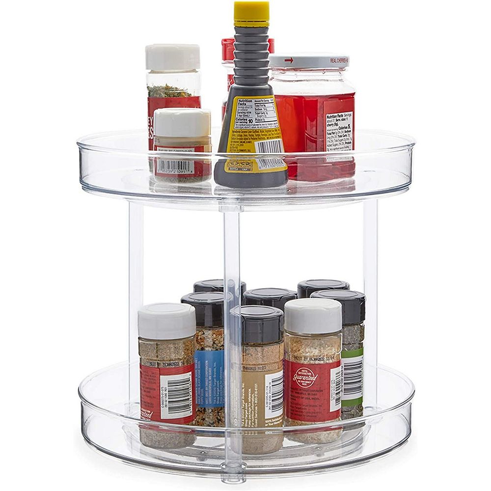 2-Tier Plastic Spice Rack Turntable for Cabinet, Pantry, Countertop (10 ...
