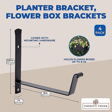 4 Pack Window Box Brackets, Flower Box Brackets for Railings, Fence ...