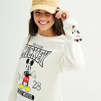 Juniors' Disney Mickey Mouse Graphic Fleece Sweatshirt