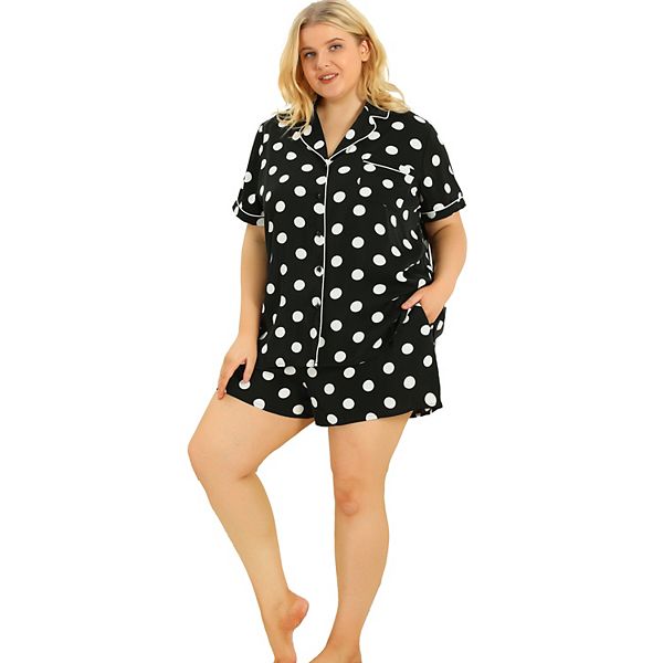Women's Plus Size Fashion Short Sleeve Polka Dots Pajama Set