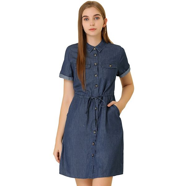Women's Casual Button Front Summer Short Sleeve Dresses
