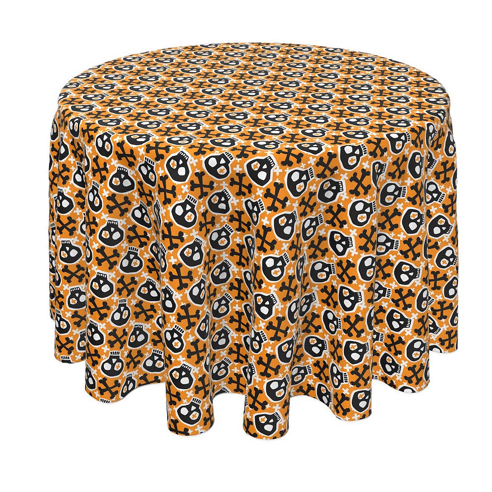 Round Tablecloth, 100% Polyester, 60" Round, Hipster Skull and Bones