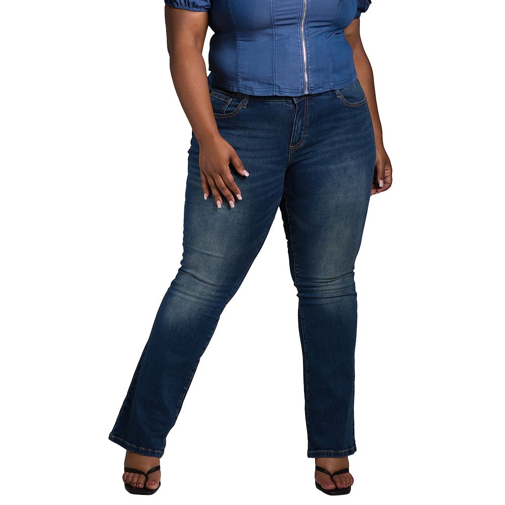 Nova Women's Plus Size Curvy Fit Mid Rise Slim Boot Jean