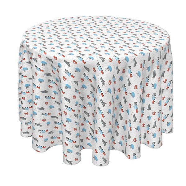 Round Tablecloth, 100% Polyester, 90" Round, Colorful Trains, Planes ...