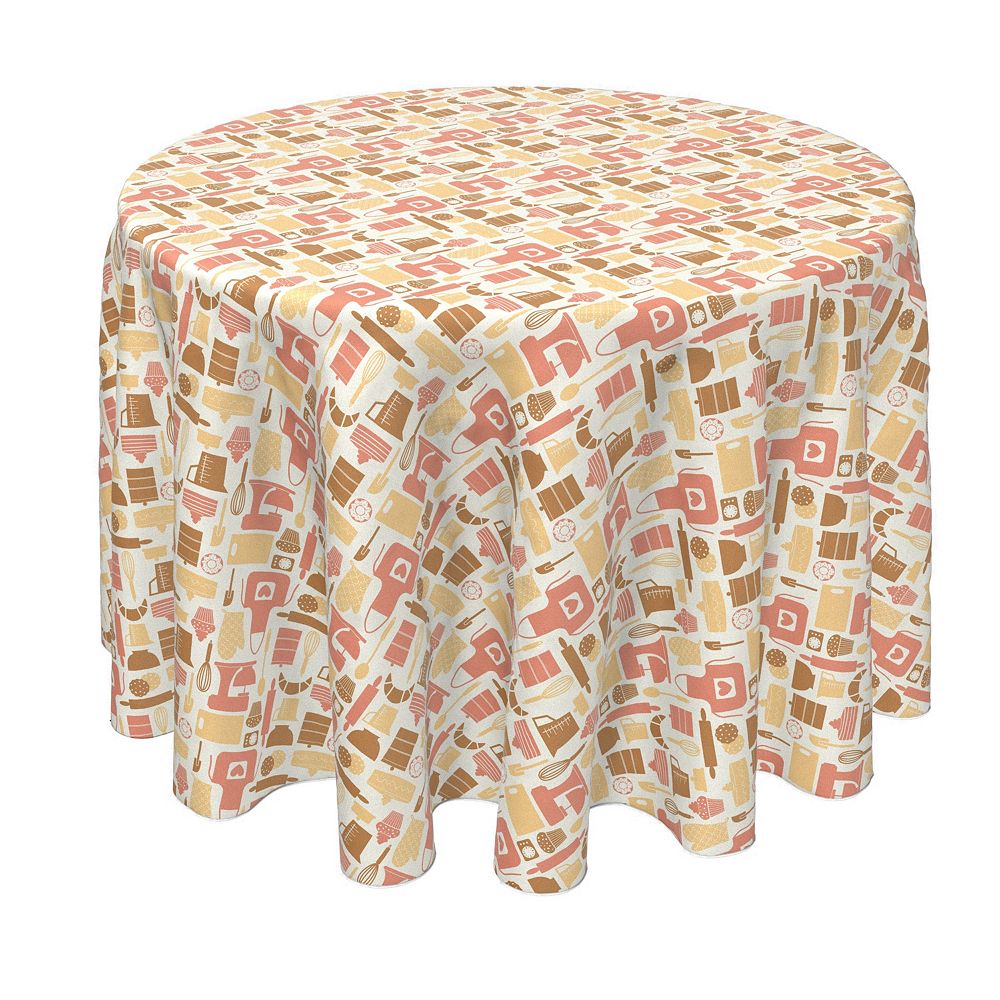 Round Tablecloth, 100% Polyester, 70" Round, Baking Icons