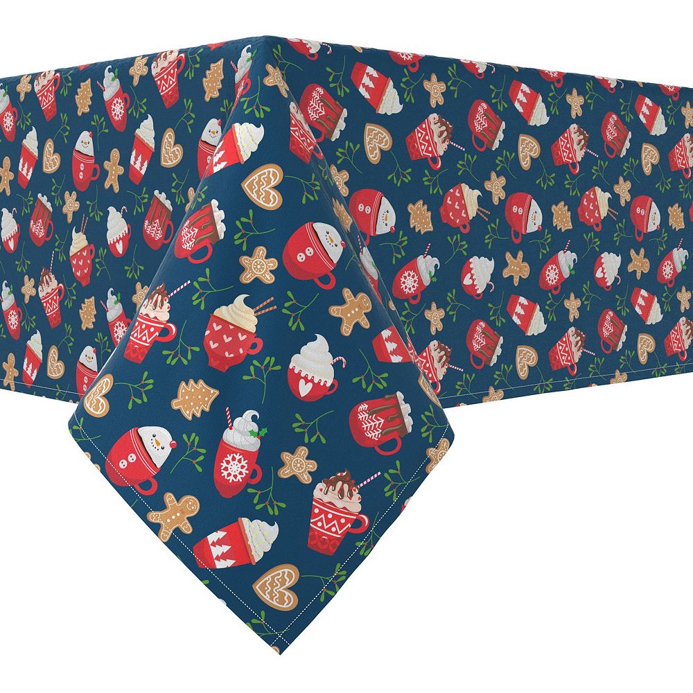 Rectangular Tablecloth, 100% Cotton, 60x120", Warm and Cozy Holiday Mugs