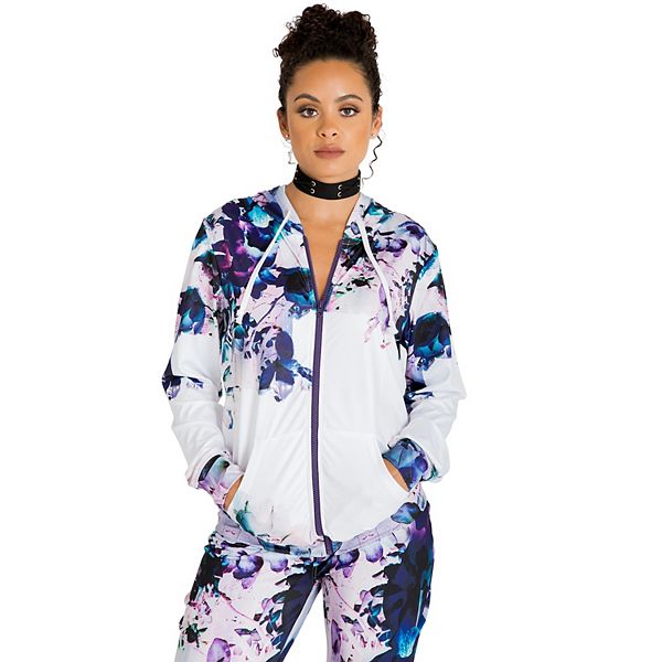 Caci Floral Print Activewear Tracksuit Hoodie Jacket