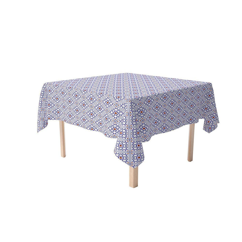 Square Tablecloth, 100% Cotton, 52x52", Ceramic Tile Pattern