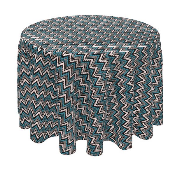 Round Tablecloth, 100% Polyester, 60" Round, Patterned Chevron