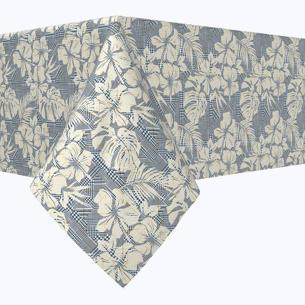 Square Tablecloth, 100% Polyester, 70x70", Hibiscus Houndstooth