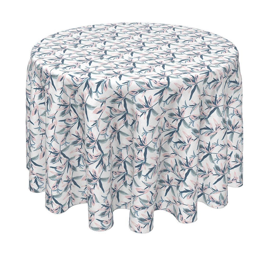 Round Tablecloth, 100% Polyester, 70" Round, Pastel Tropical Leaves