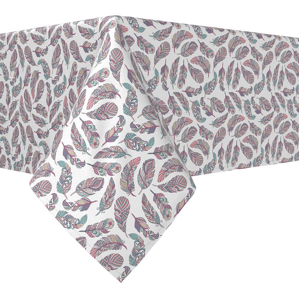 Square Tablecloth, 100% Polyester, 60x60", Patterned Feathers