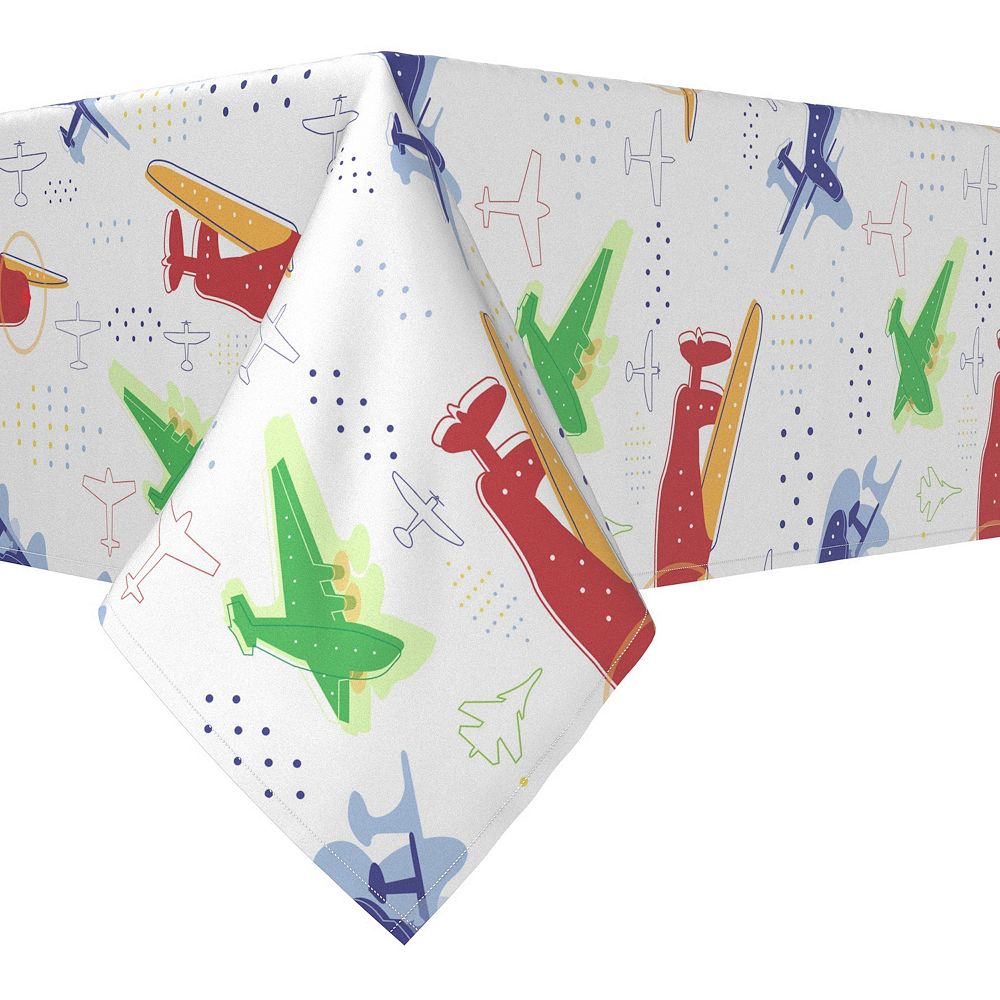Rectangular Tablecloth, 100% Cotton, 60x120", Airplane Design