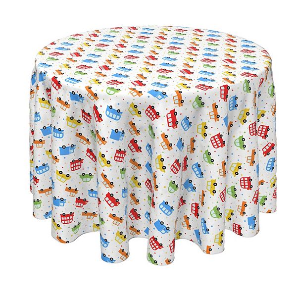 Round Tablecloth, 100% Polyester, 60" Round, Automobile Repeat