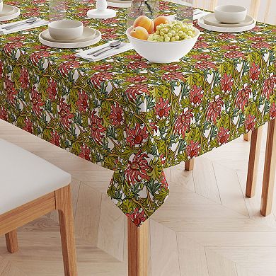 Square Tablecloth, 100% Cotton, 52x52", Floral 4