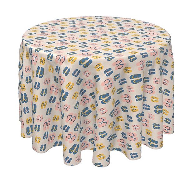 Round Tablecloth, 100% Polyester, 90" Round, Flip Flop Vacation