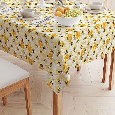 Square Tablecloth, 100% Cotton, 52x52", Honey Bee Sketch