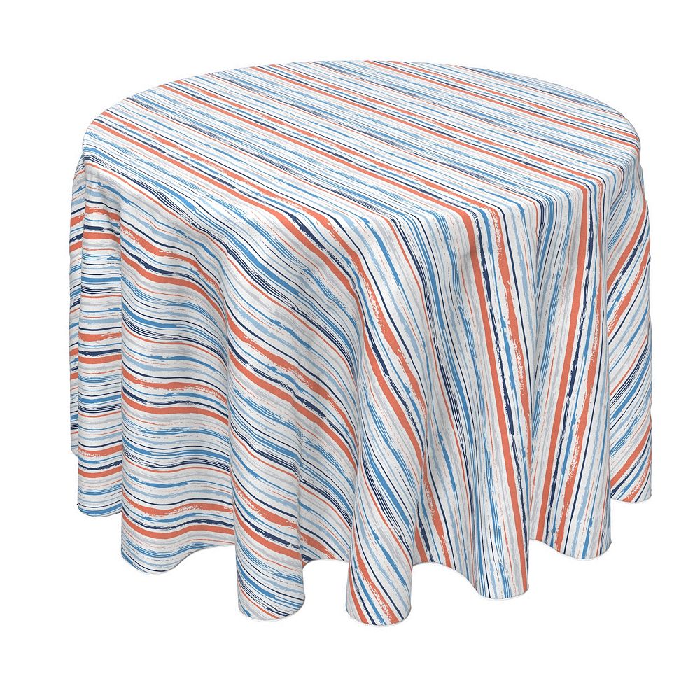 Round Tablecloth, 100% Polyester, 70" Round, Summer Brush Stroke Stripe