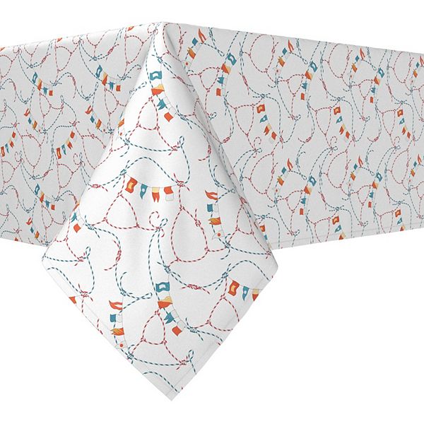 Square Tablecloth, 100% Polyester, 54x54", Marine Life Rope Knot & Flags