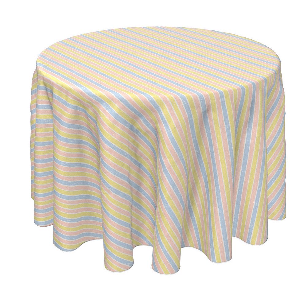 Round Tablecloth, 100% Polyester, 90" Round, Pastel Stripes