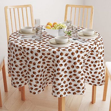 Round Tablecloth, 100% Polyester, 60" Round, Allover Football Pattern