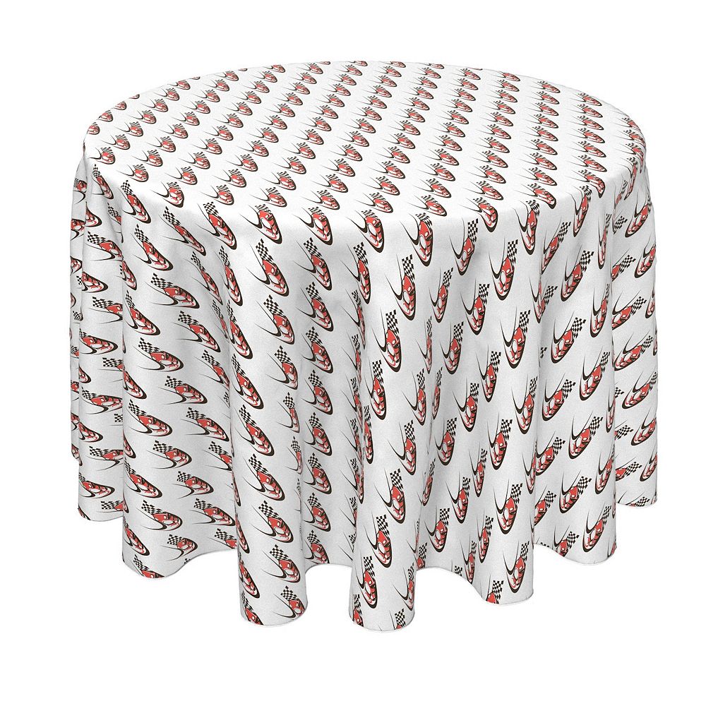 Round Tablecloth, 100% Polyester, 60" Round, Red Speed Racer