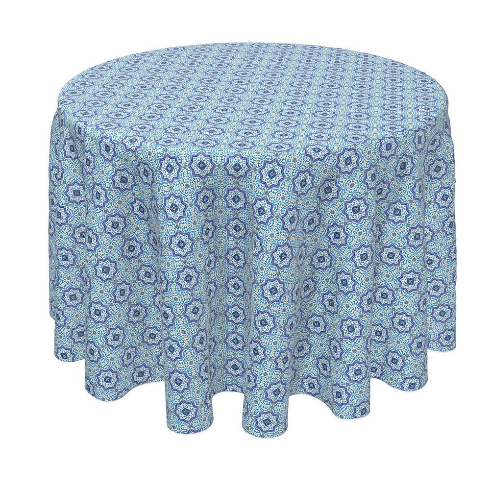 Round Tablecloth, 100% Polyester, 70" Round, Moroccan Blue Tile Design