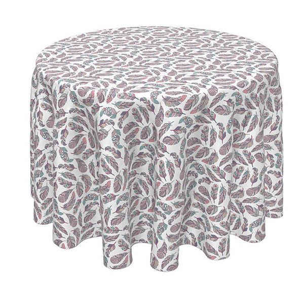 Round Tablecloth, 100% Polyester, 70" Round, Patterned Feathers
