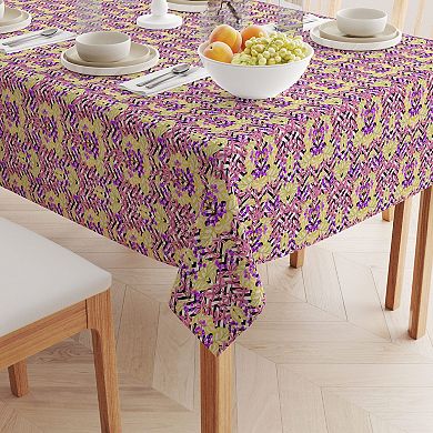 Square Tablecloth, 100% Cotton, 52x52", Floral 108