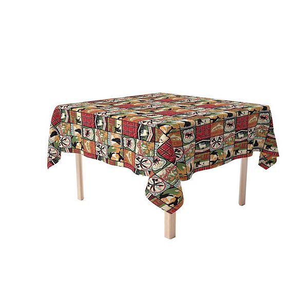 Square Tablecloth, 100% Polyester, 60x60", Great Outdoors Patchwork