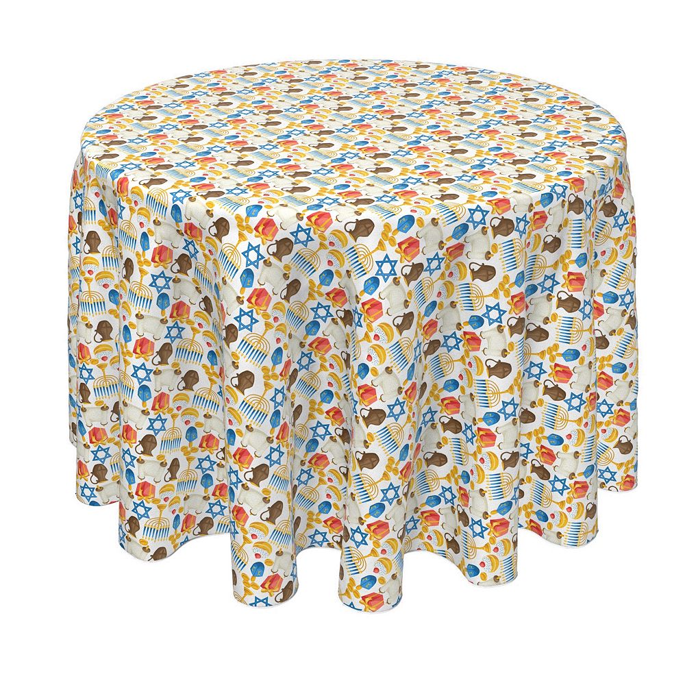 Round Tablecloth, 100% Polyester, 90" Round, Menorah Memories