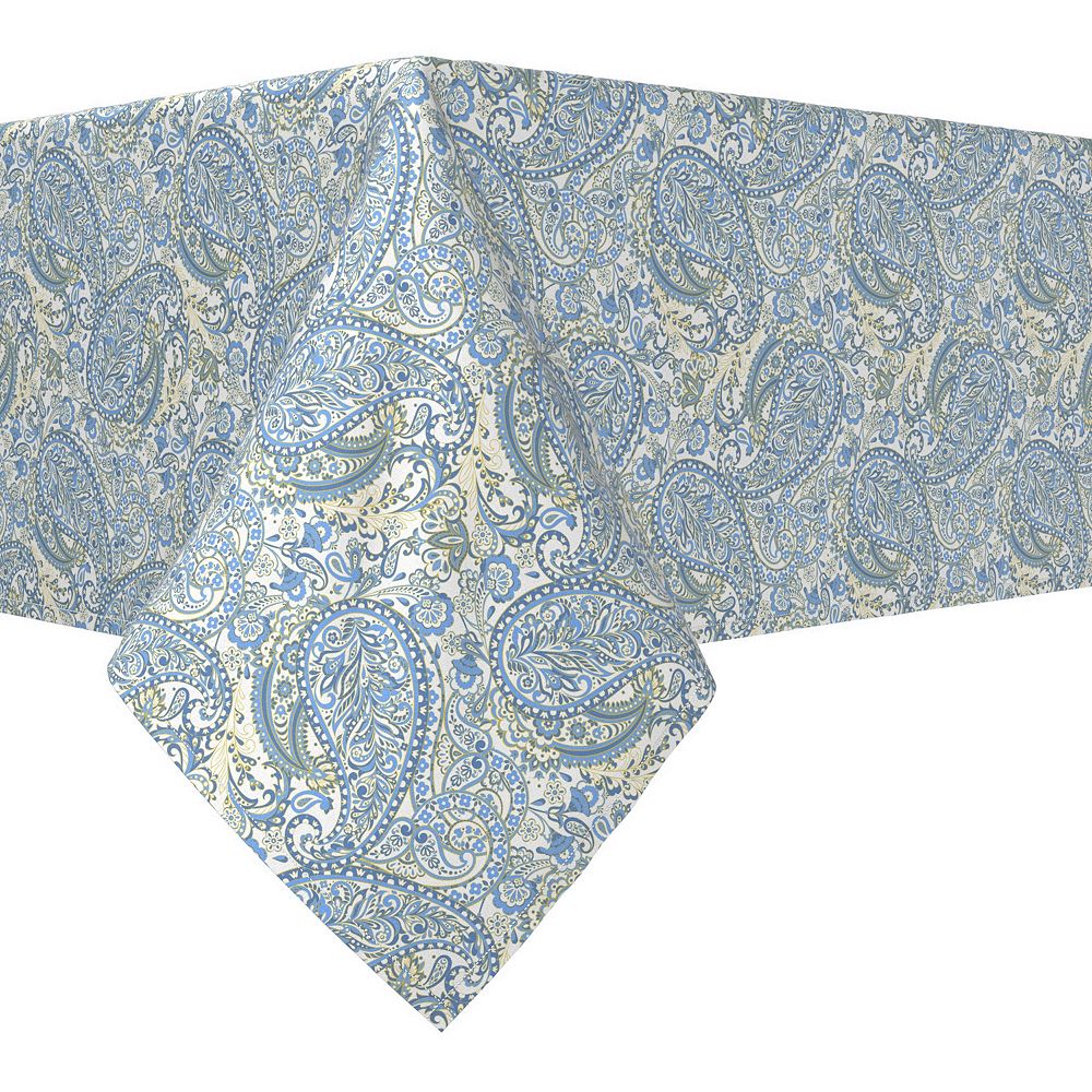 Rectangular Tablecloth, 100% Cotton, 52x84", Blue Paisley