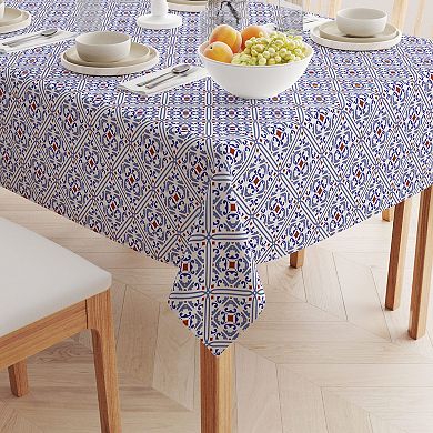 Square Tablecloth, 100% Polyester, 70x70", Ceramic Tile Pattern