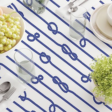Rectangular Tablecloth, 100% Cotton, 60x84", Vertical Rope Knot Stripe