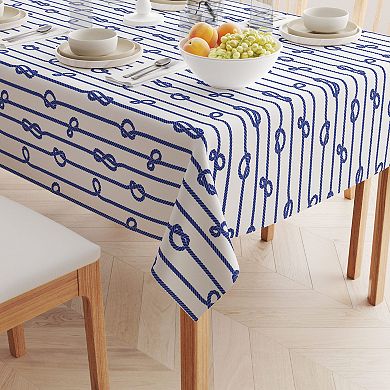 Rectangular Tablecloth, 100% Cotton, 60x84", Vertical Rope Knot Stripe
