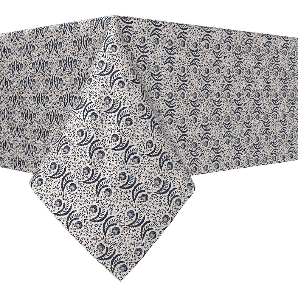 Square Tablecloth, 100% Polyester, 60x60", Spiral Flowers and Leaves