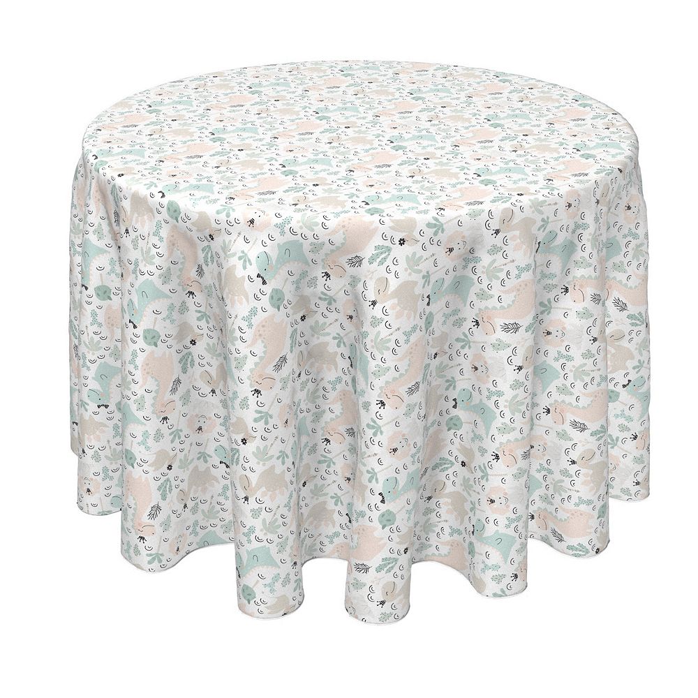 Round Tablecloth, 100% Polyester, 70" Round, Pastel Dinos
