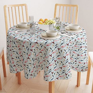 Round Tablecloth, 100% Polyester, 60" Round, Jungle Birds