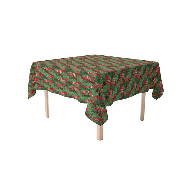 Square Tablecloth, 100% Polyester, 70x70", Christmas Tree Patchwork