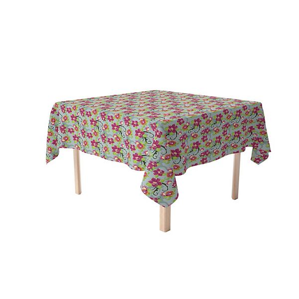 Square Tablecloth, 100% Polyester, 70x70", Tropical Flower Pattern