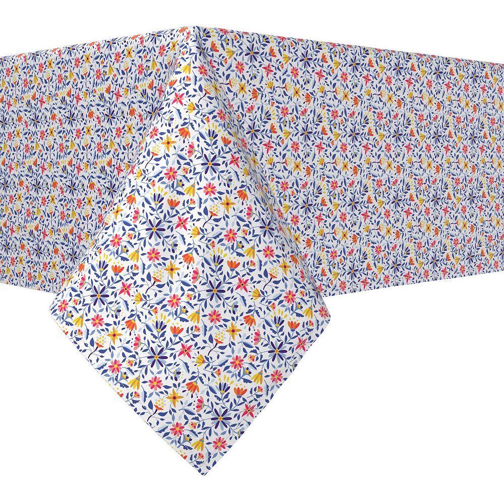 Square Tablecloth, 100% Cotton, 52x52", Retro Garden