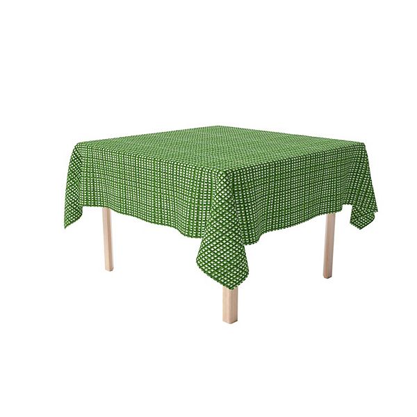 Square Tablecloth, 100% Polyester, 70x70", Bam boo Green Grid Fence