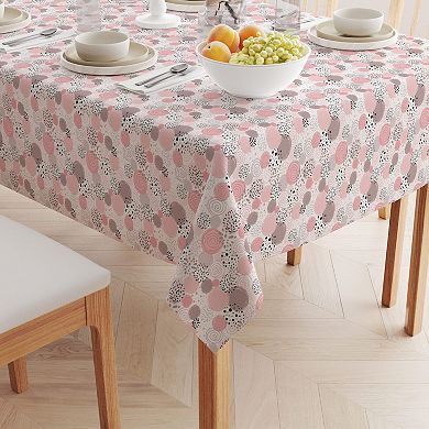 Square Tablecloth, 100% Cotton, 52x52", Decorated in Pink Dots