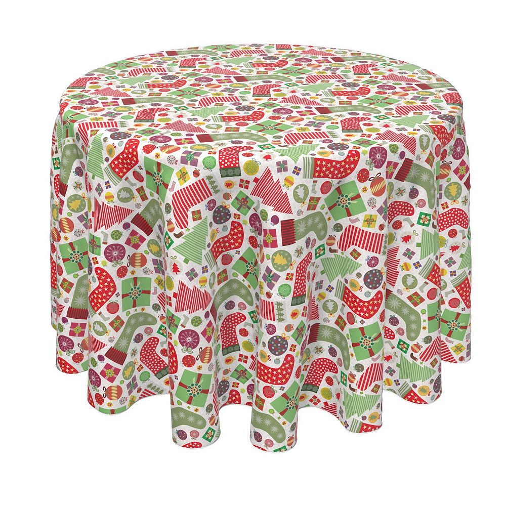 Round Tablecloth, 100% Polyester, 60" Round, Fun Stockings and Essentials